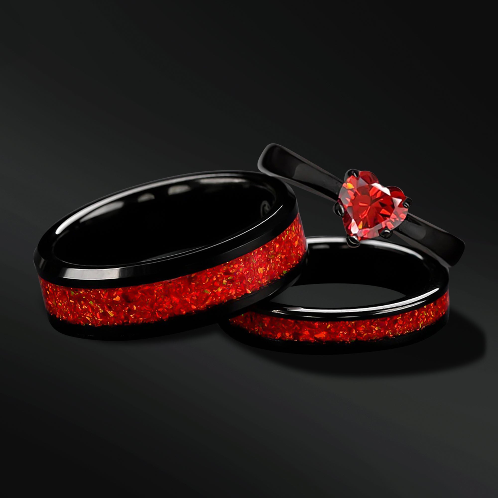 3 PCs Engagement Ring Set | Stainless Steel Ring for Women | Tungsten