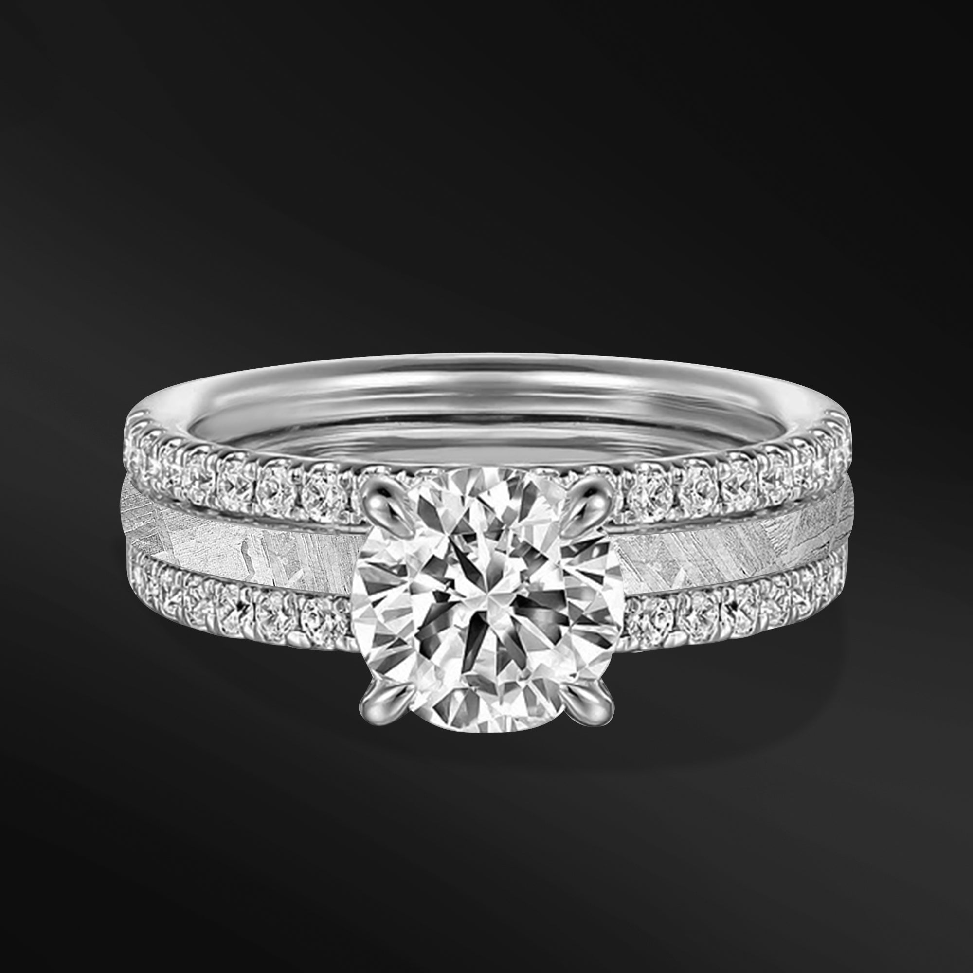 Cosmic Vows - Women's Ring Set | Muonionalusta Meteorite Engagement Ri