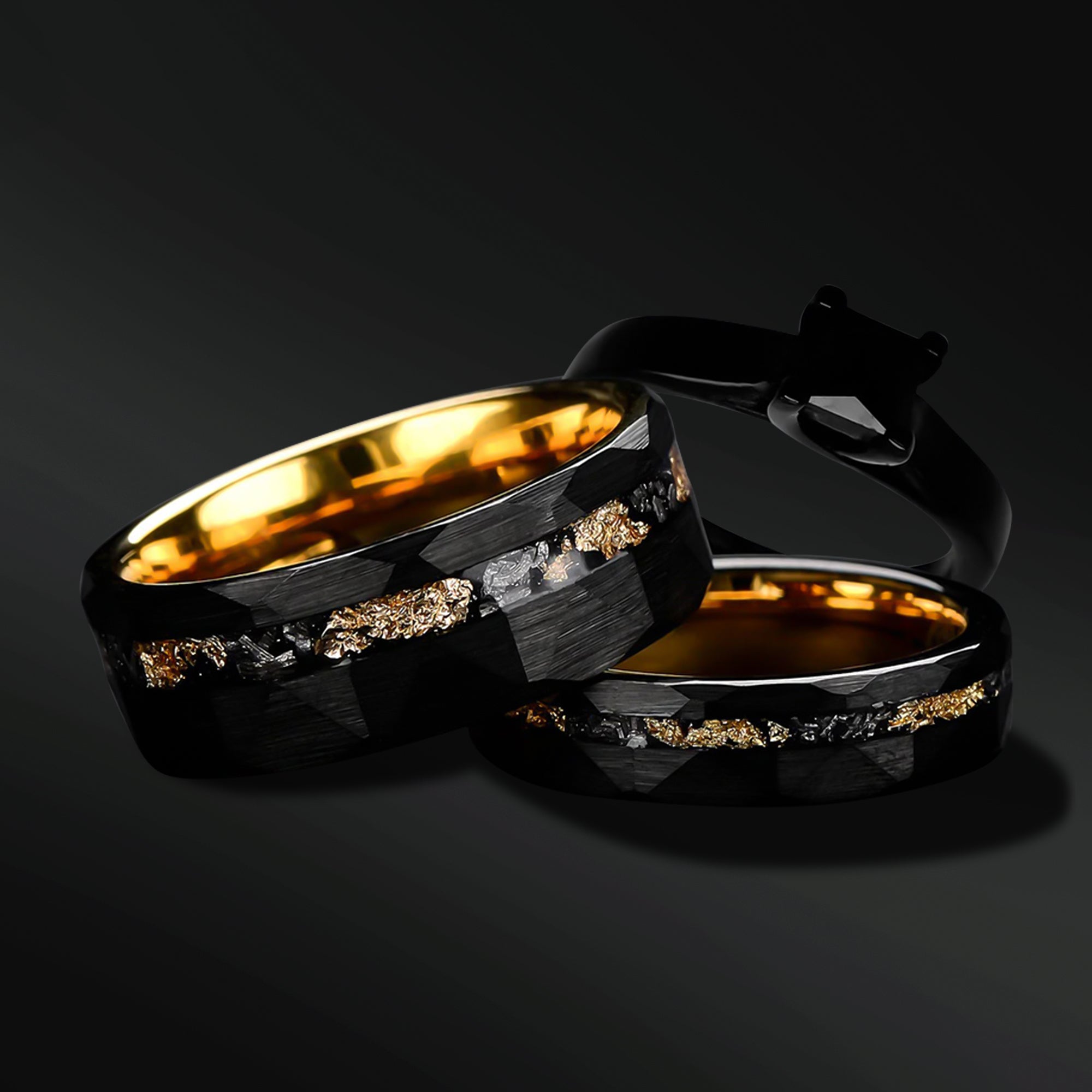 Golden Eclipse - 3 PCs Engagement Ring Set | Stainless Steel Ring for