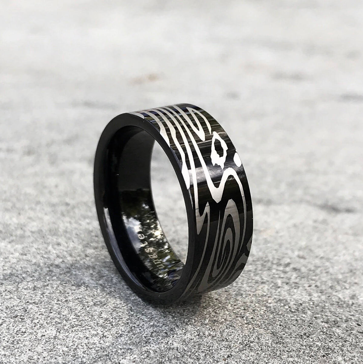 Tungsten Carbide Damascus Steel Ring Mokume Gane Band